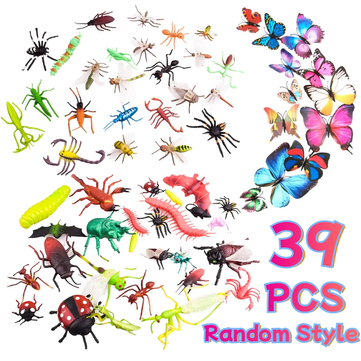 39PCS Bug Toys Figurines for Kids, Plastic Beetle Mantis Spider ...