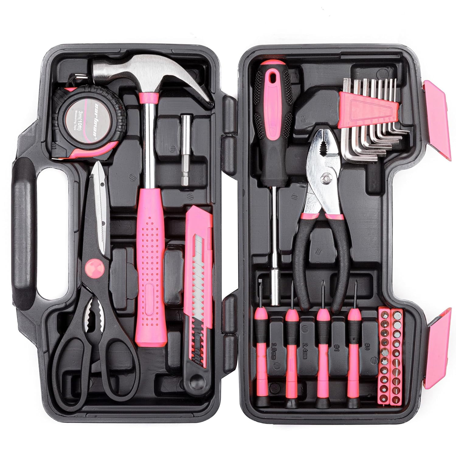 39piece Tool Set General Household Hand Tool Kit With Plastic Toolbox, Storage Case, Pink ...