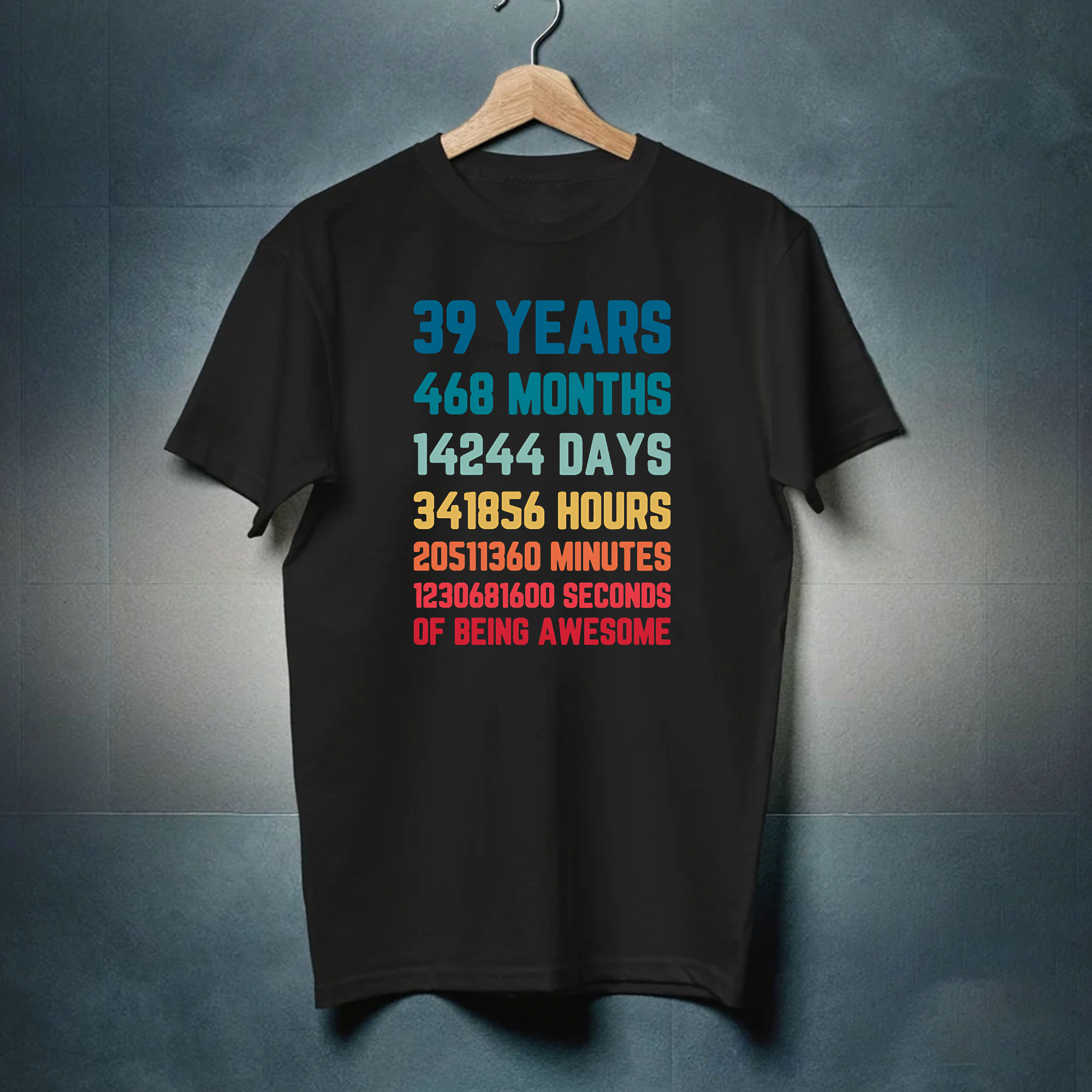 39th Birthday 39 Year Old Graphic Print Cotton Unisex T-Shirt up to 5XL ...
