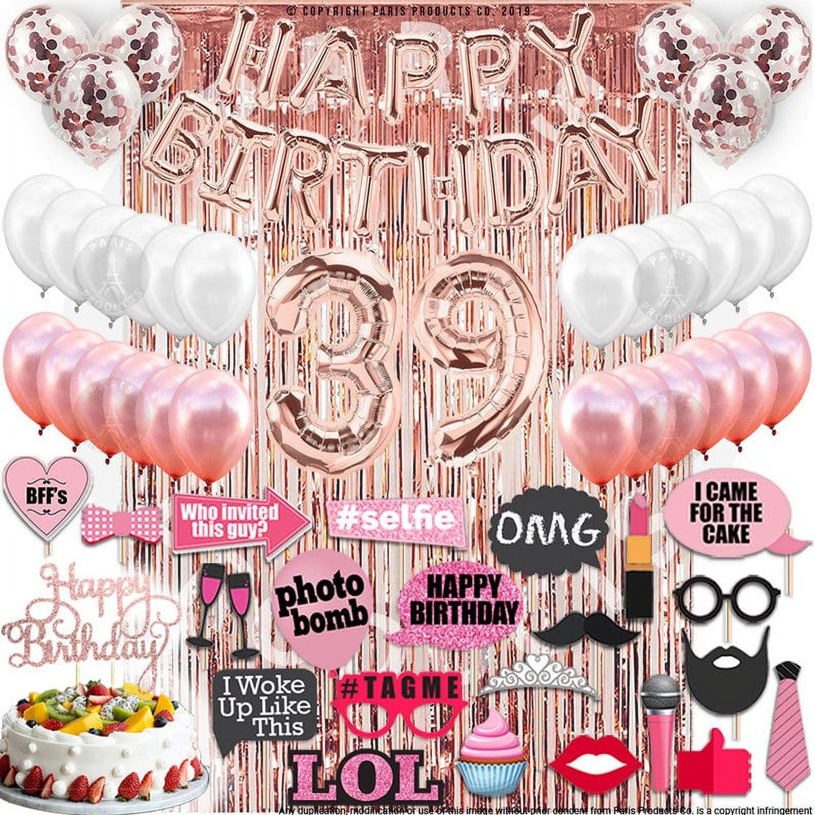 39th Birthday Decoration Rose Gold, 39 Party Supplies Decoration, 39th ...