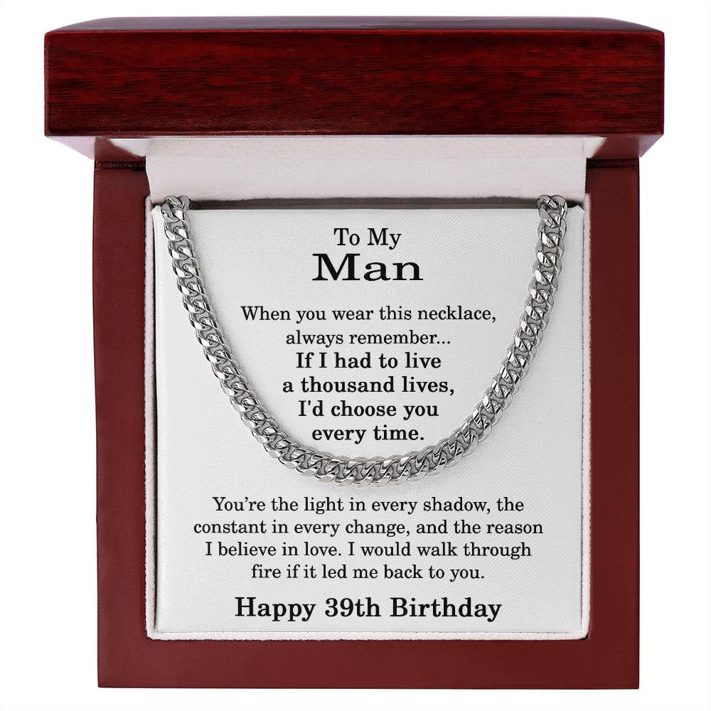 39th Birthday Gift for Him, 39th Birthday Necklace for Men, Adjustable ...