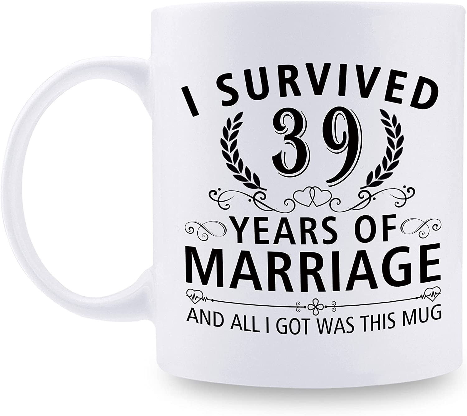 39th Wedding Anniversary Mugs for Couple Husband Wife - I Survived 39 ...