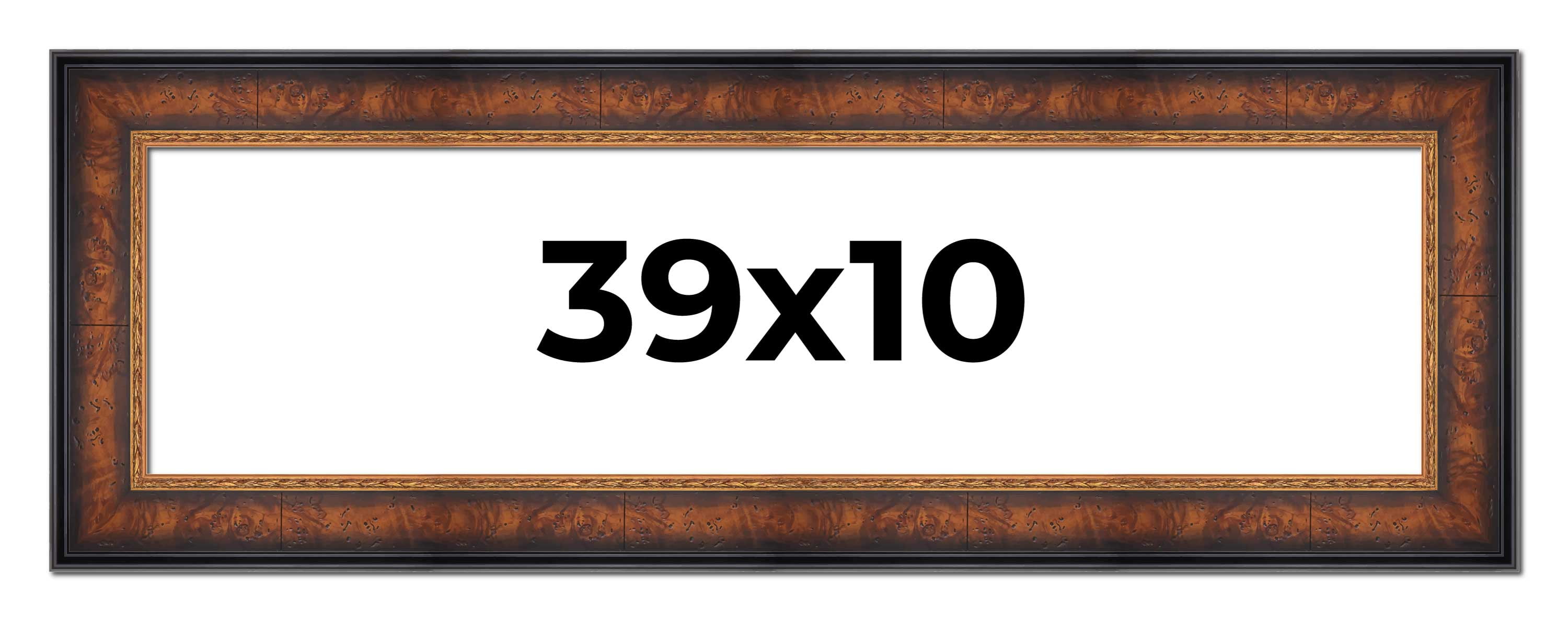 39x10 Frame Brown Walnut Gold Ornate Trim Solid Wood Plein Air Picture ...
