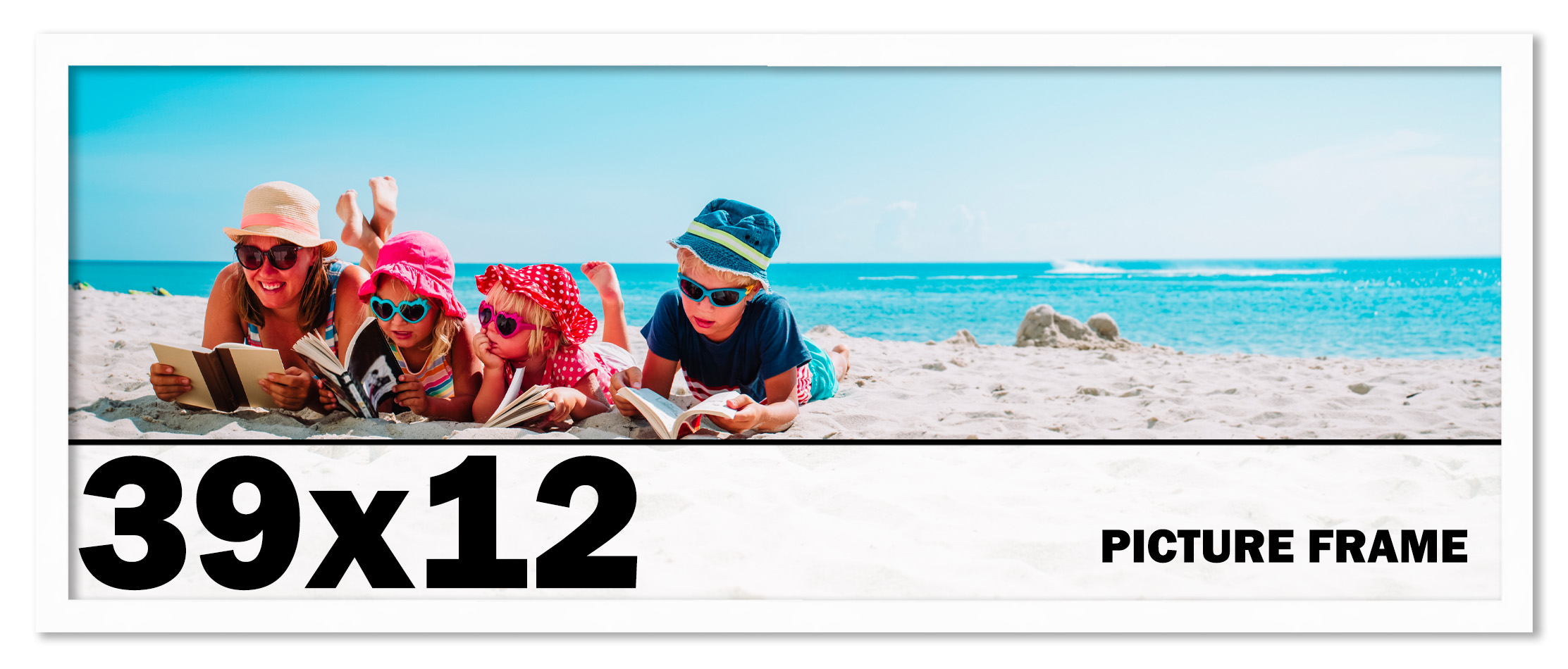 39x12 Frame White Solid Wood Picture Frame Includes UV Acrylic Shatter ...