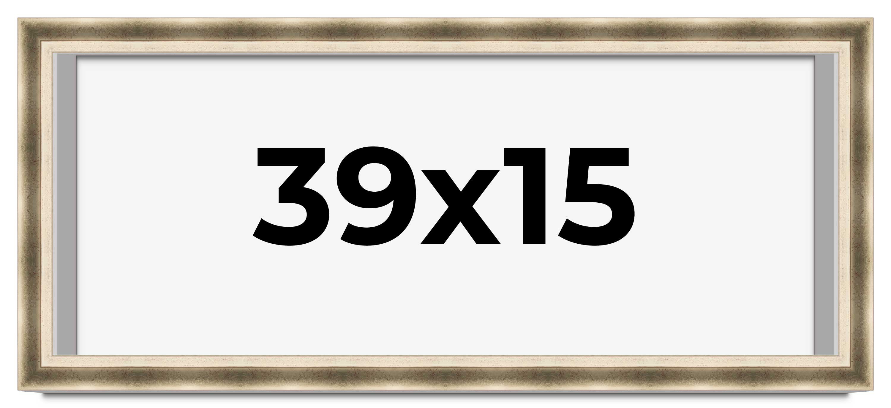 39x15 Shadow Box Frame Silver | 1.75 inches Deep Real Wood Traditional ...