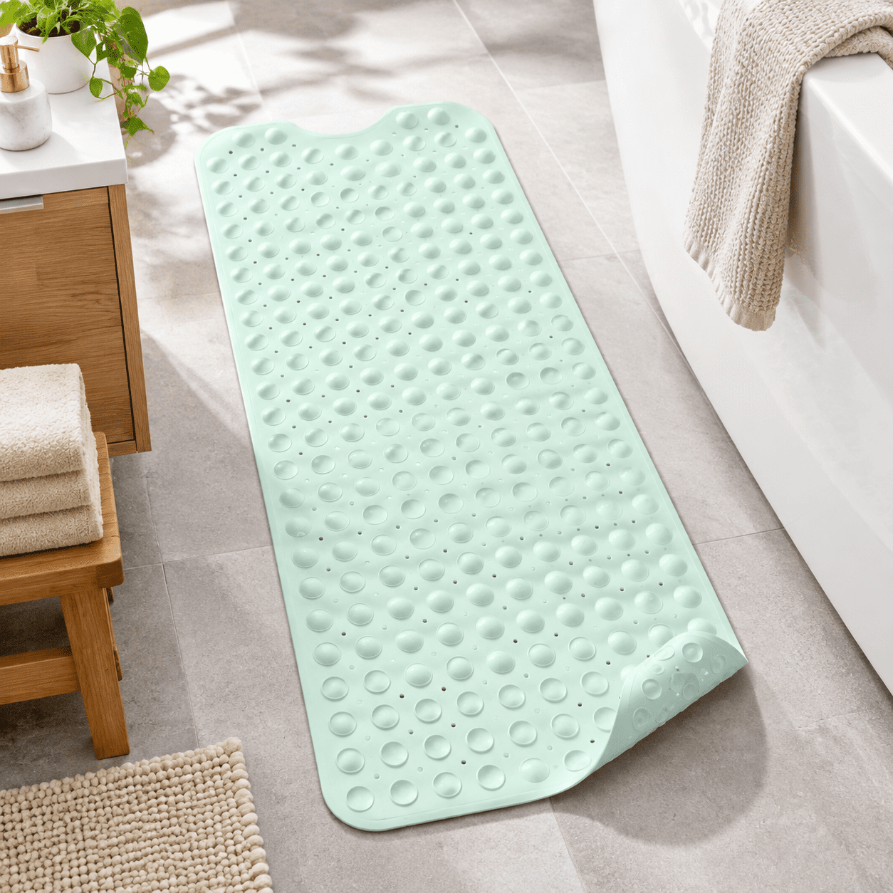 39x16 Extra Long Non Slip Bath Mat Tub & Shower Seafoam - Walmart.com