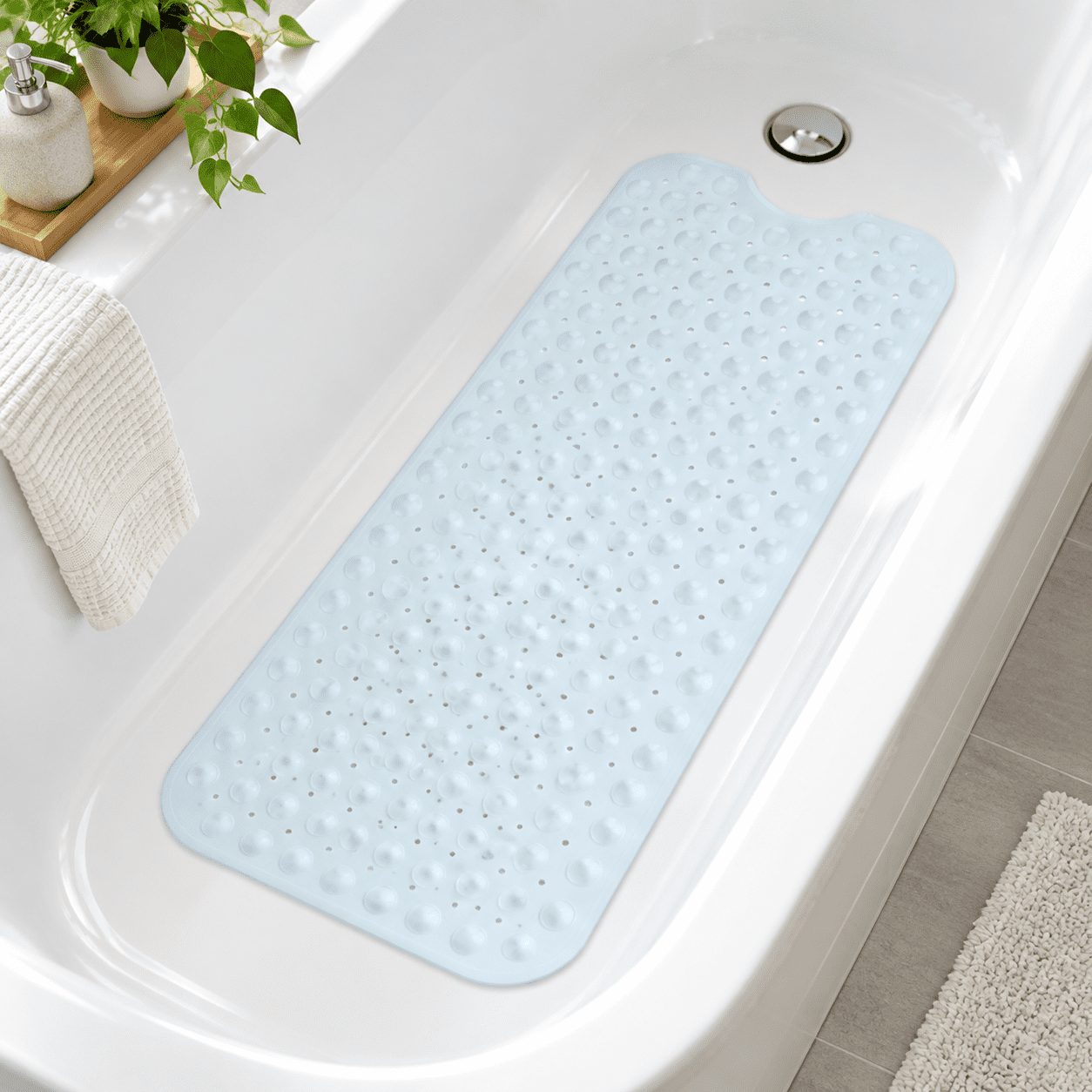 39x16 Extra Long Non Slip Bath Mat Tub & Shower White - Walmart.com