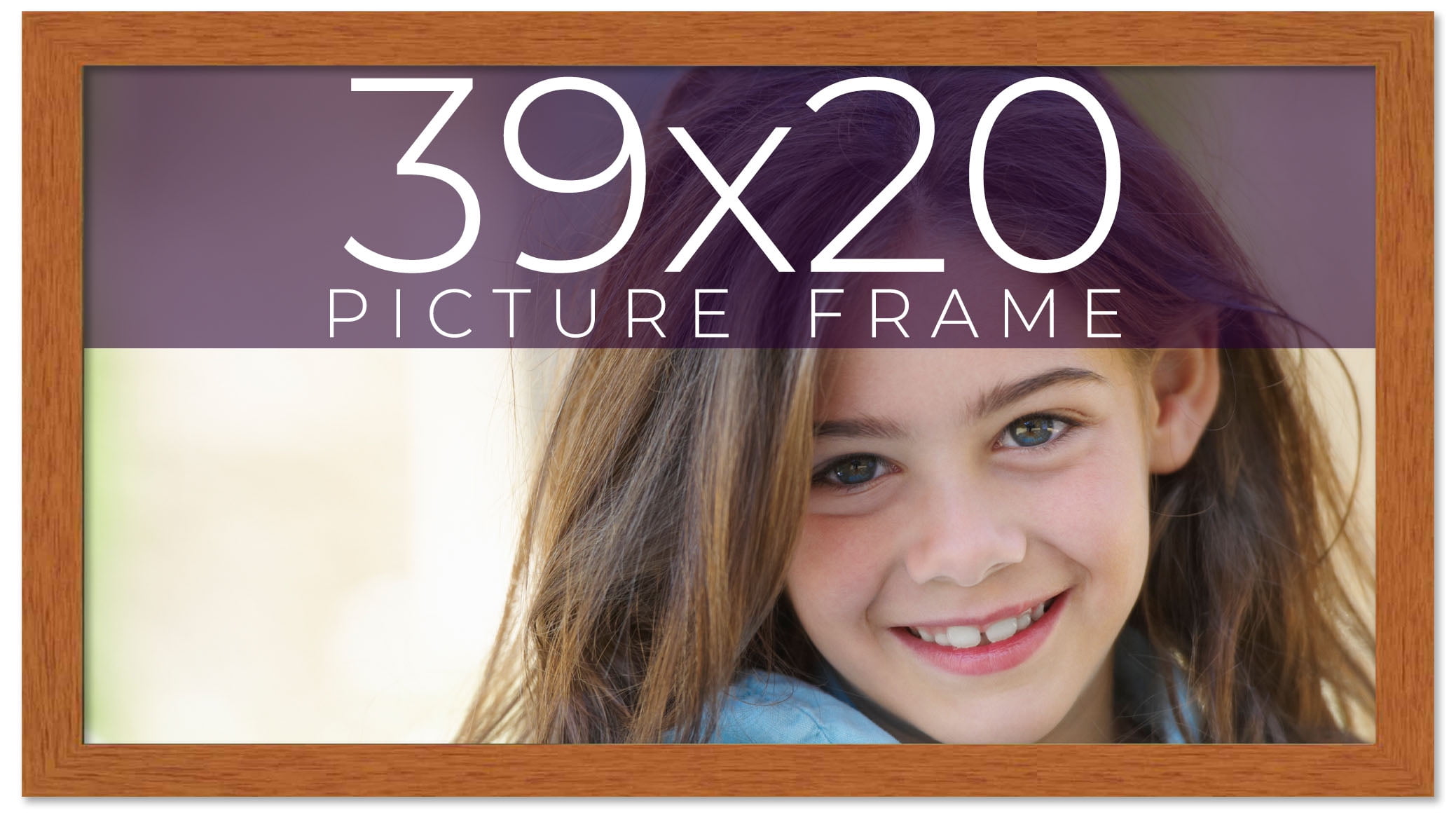 39x20 Honey Brown Real Wood Picture Frame Width 0.75 inches | Interior ...