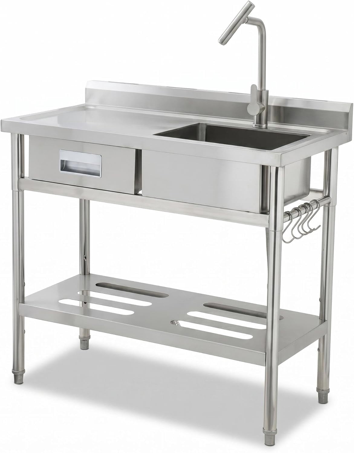 39x20x37 In Freestanding Stainless Steel Utility Sink with T Faucet ...