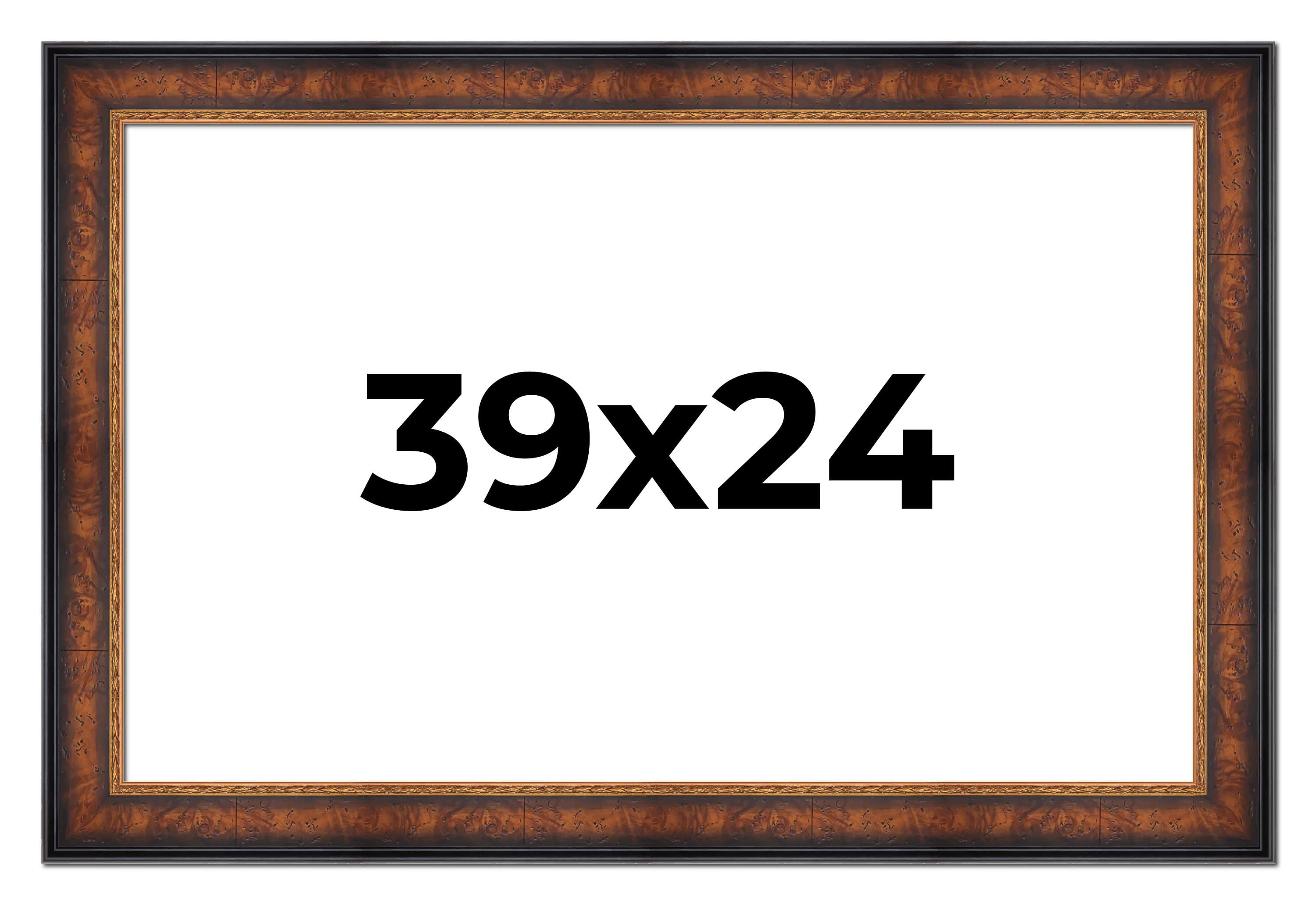 39x24 Frame Brown Walnut Gold Ornate Trim Solid Wood Plein Air Picture ...