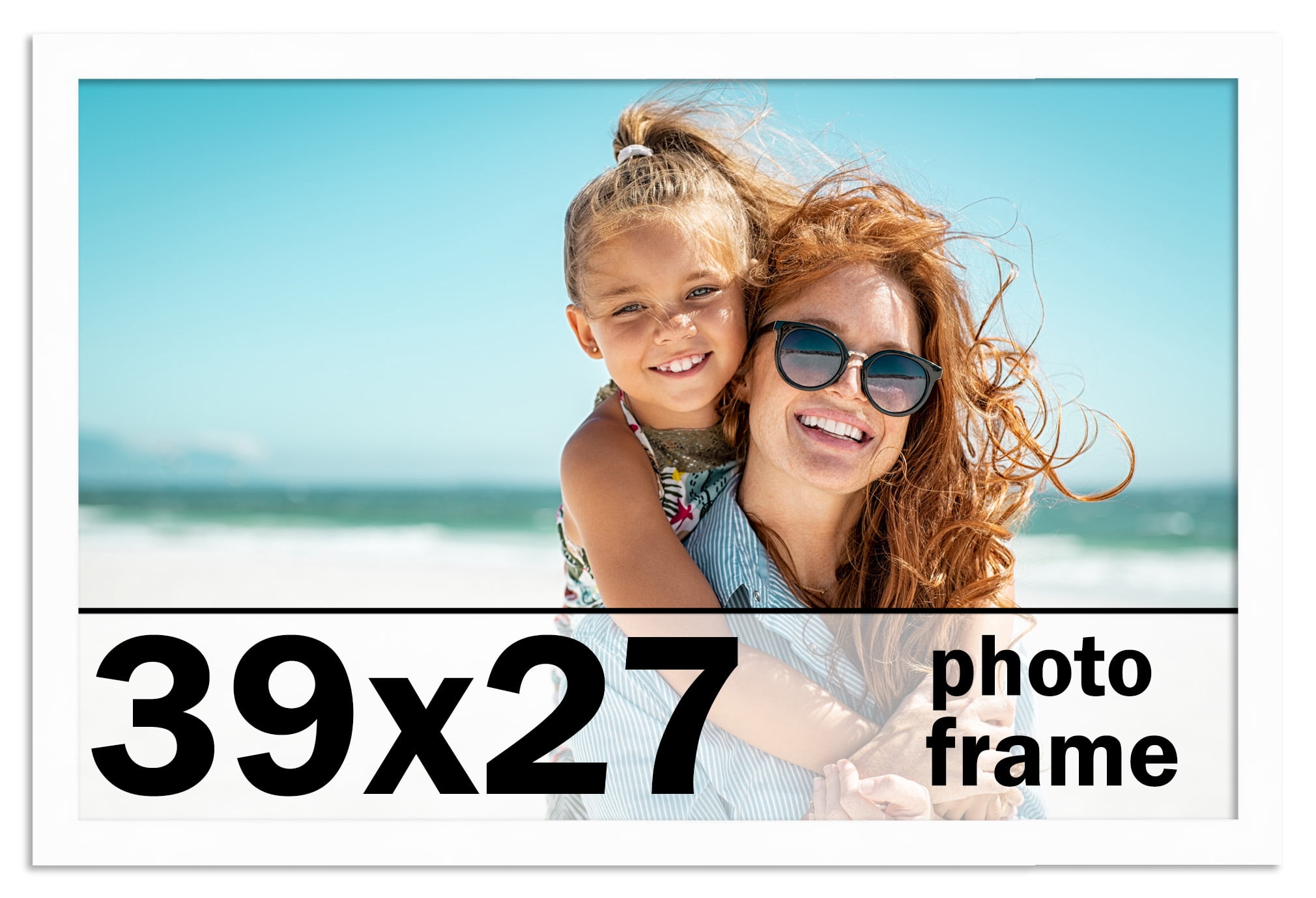 39x27 Frame White Solid Wood Picture Frame Includes UV Acrylic Shatter ...