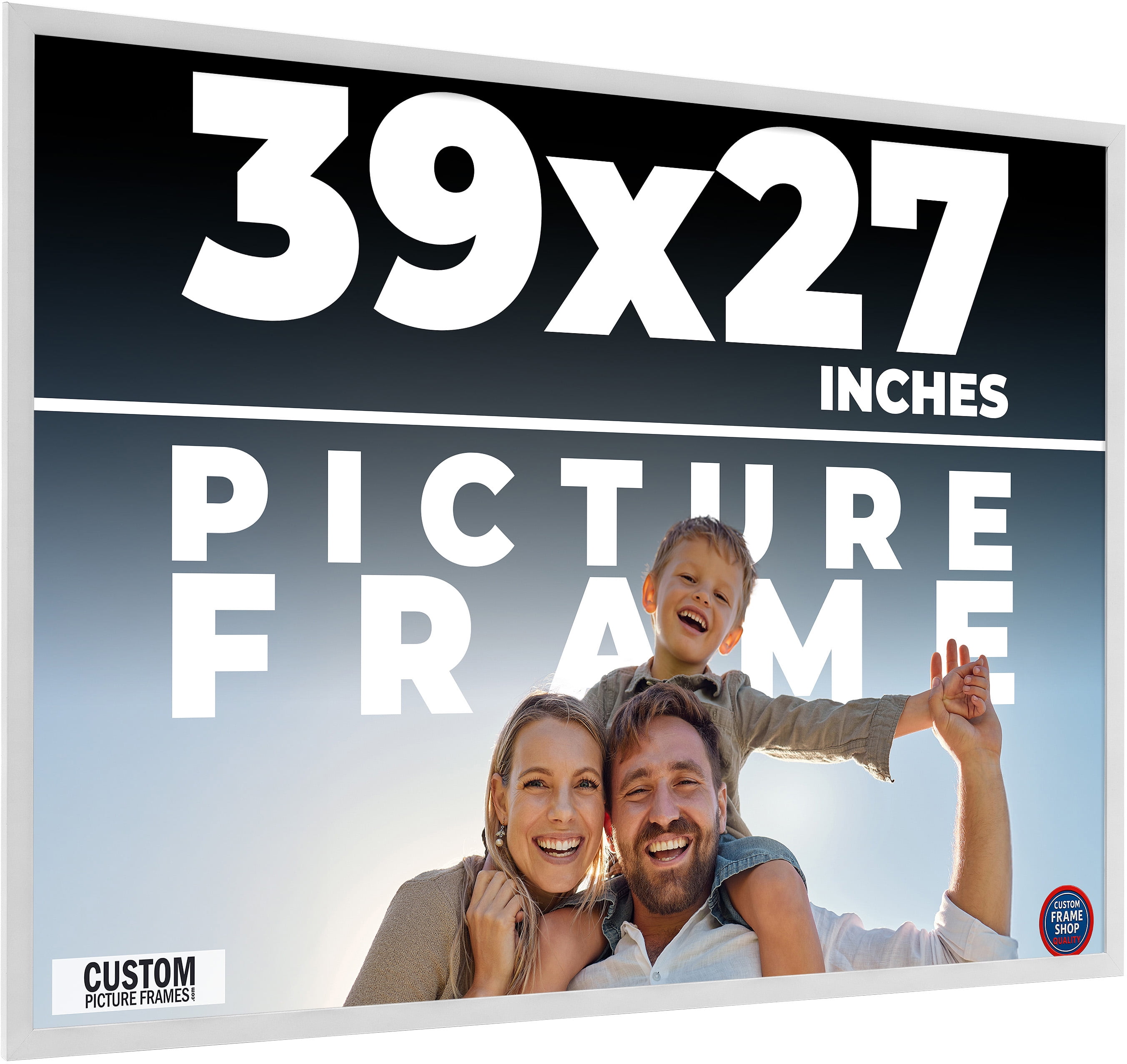 39x27 Frame White Solid Wood Picture Frame Includes UV Acrylic Shatter ...