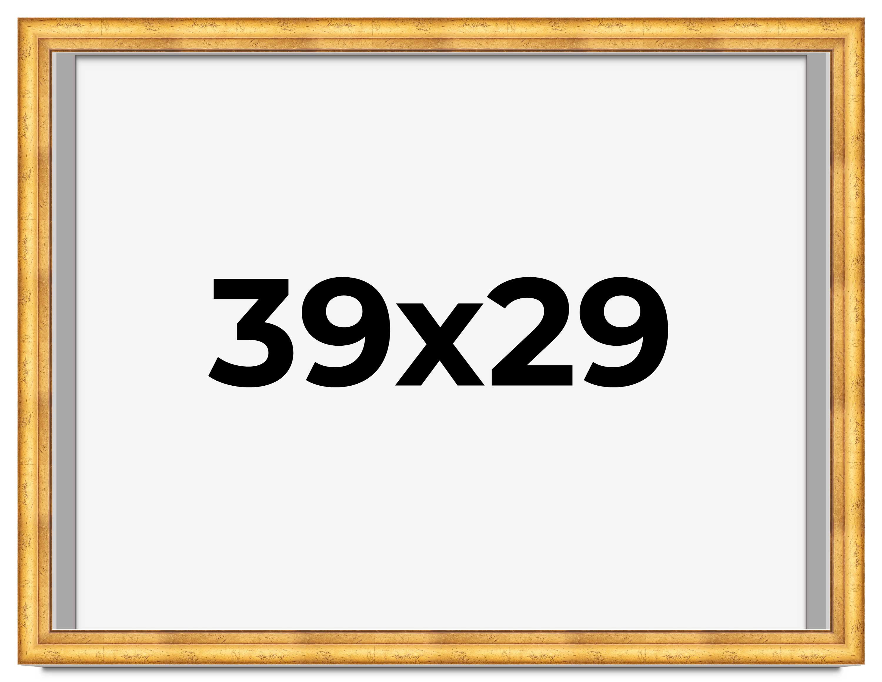 39x29 Shadow Box Frame Gold | 1.75 Inches Deep Real Wood Traditional ...