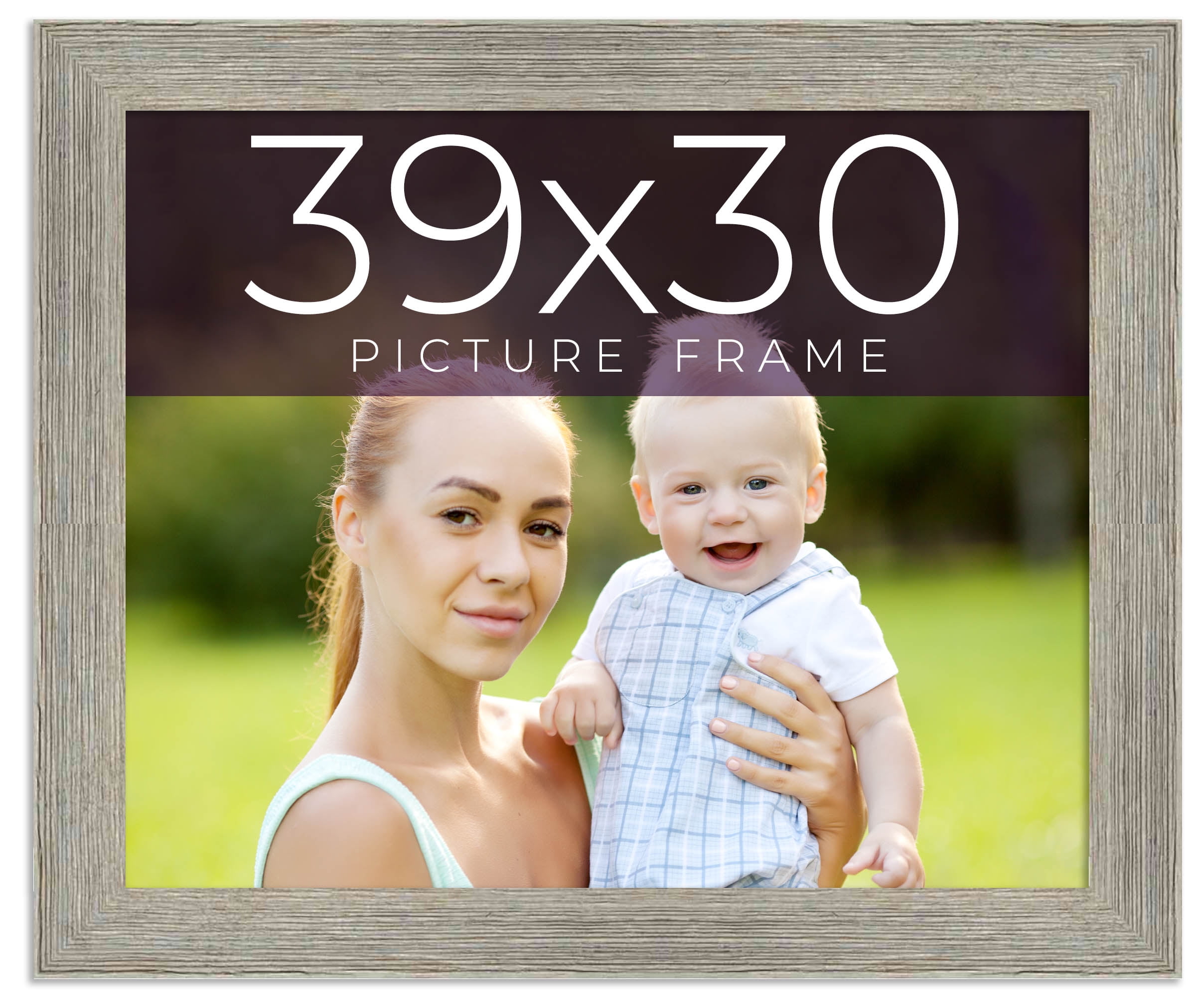 39x30 Frame Grey Real Wood Picture Frame Width 1.5 Inches | Interior ...