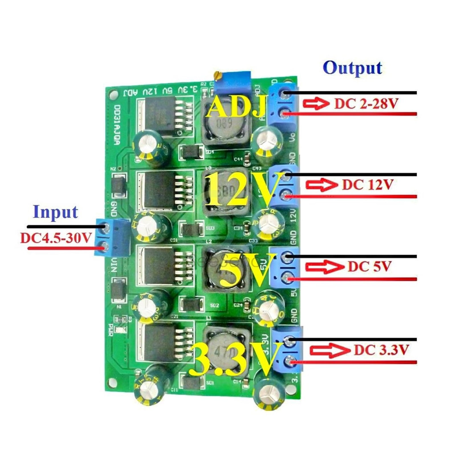 3A 4 Channels Multiple Switching Power Supply Module, 3.3V 5V 12V ...