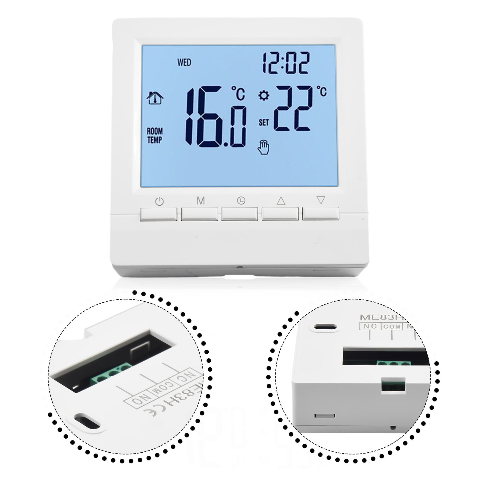 3A Digital Gas Boiler Thermostat Weekly Programmable Electric Heating Room Thermostat ...