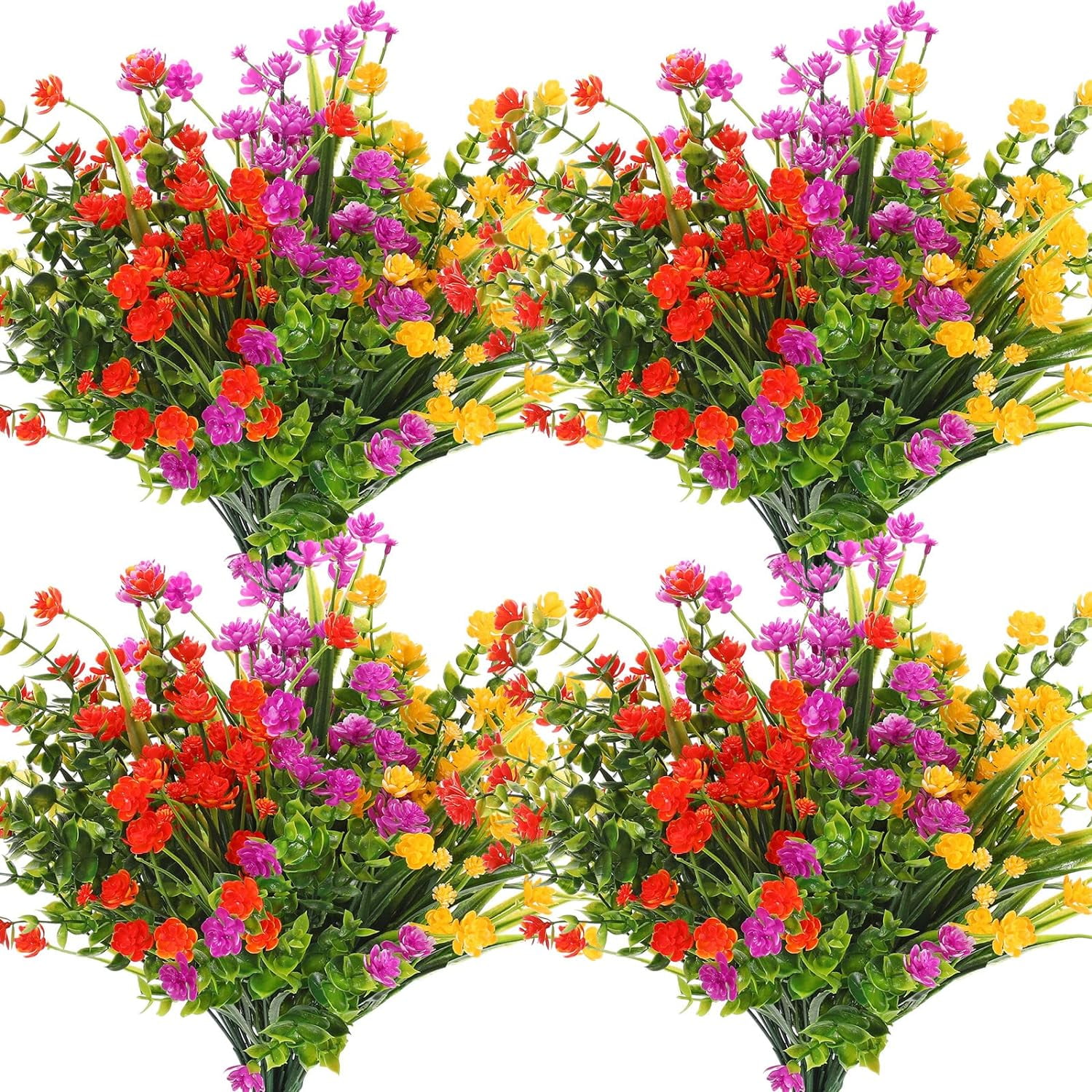 3Artificial Flowers Outdoor, UV Resistant Faux Artificial Plants Shrubs ...