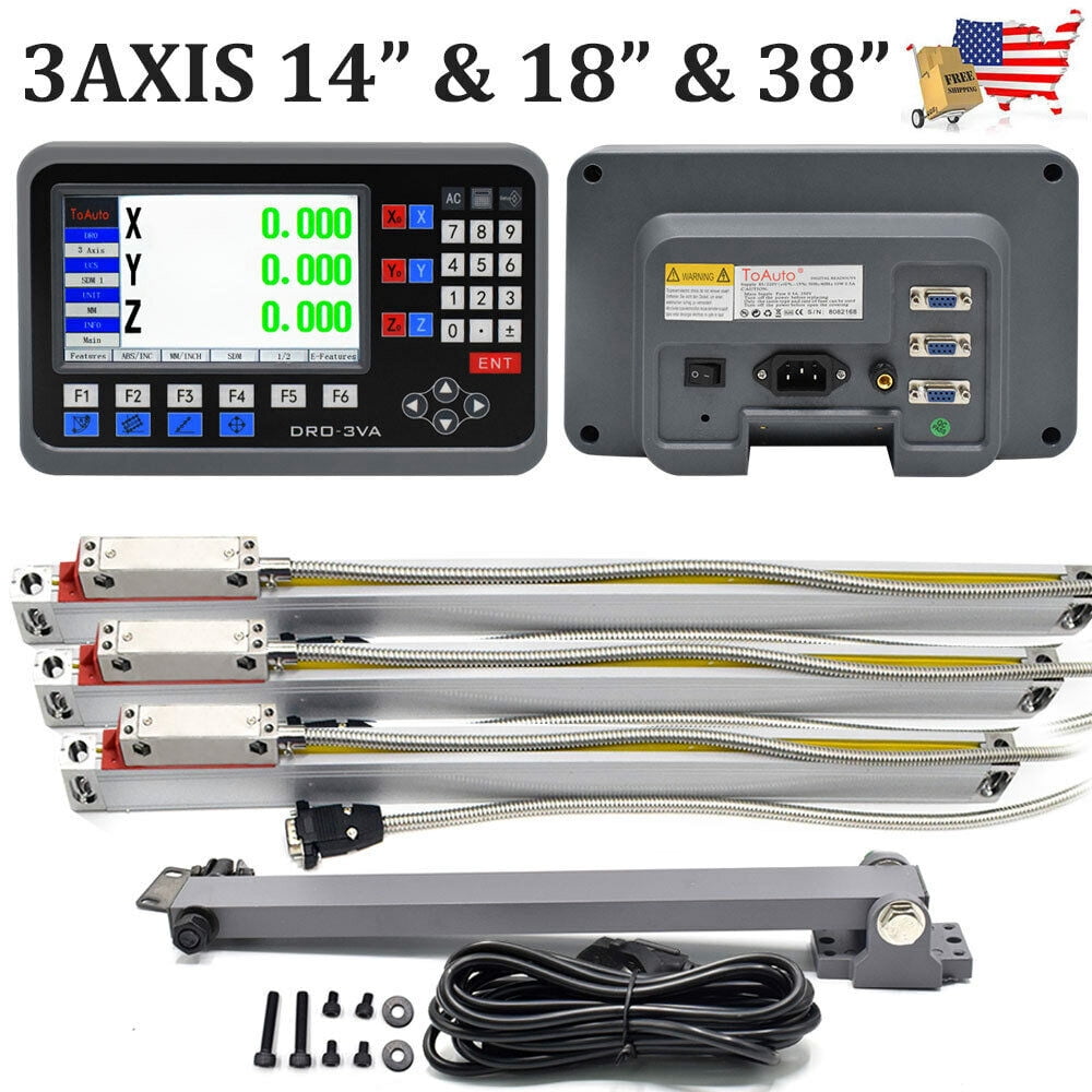 3Axis 14" 18" 38" Linear Glass Scale Bridgeport Kit LCD DRO Digital Readout CNC - Walmart.com