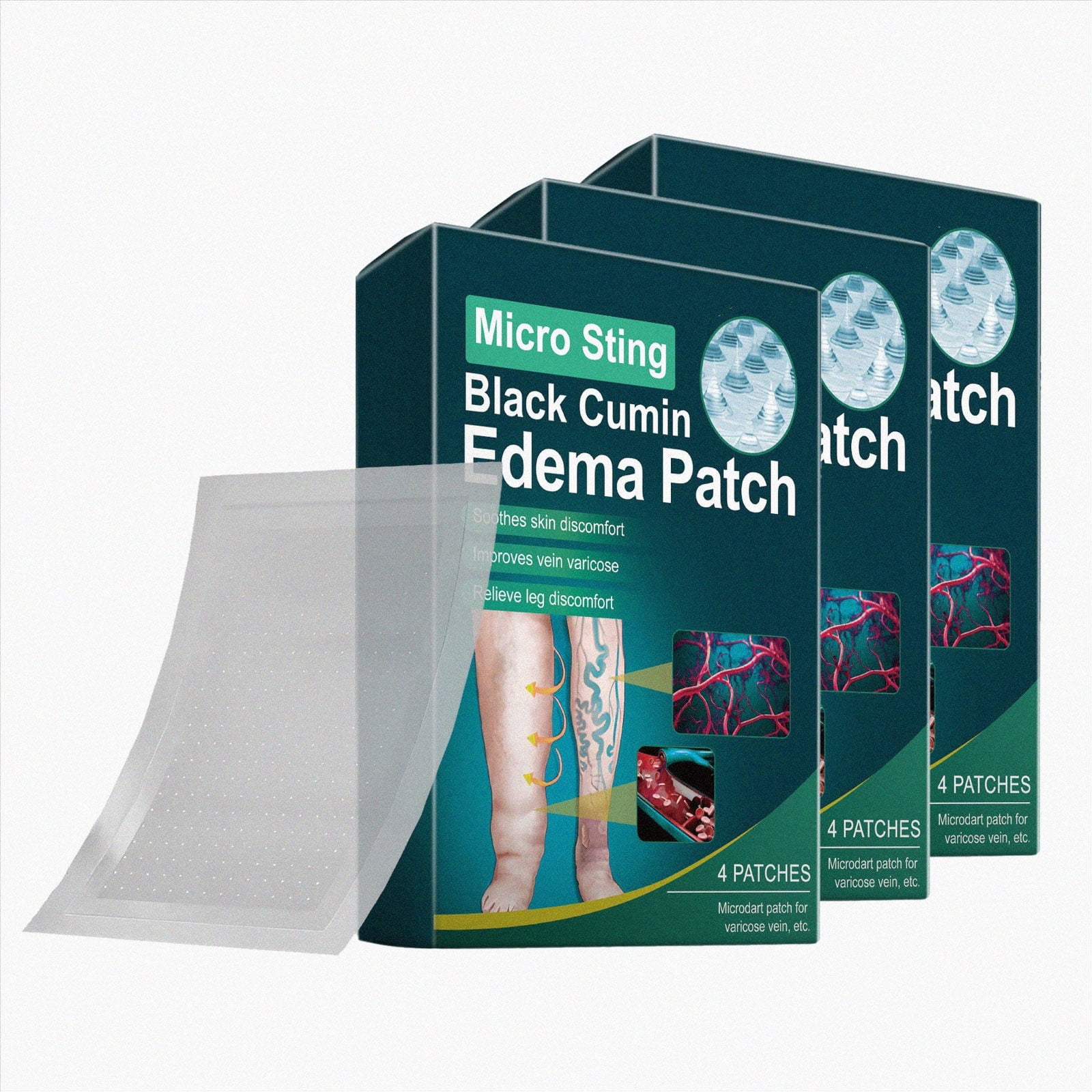3Box Micro-Needle Leg Patches for Circulation Support, Varicose Veins ...