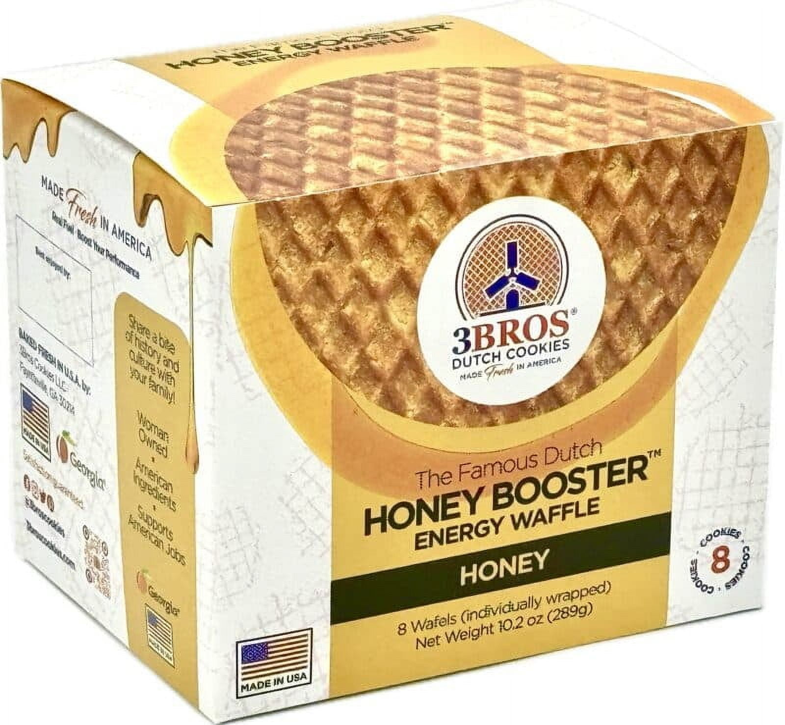 3Bros Honey Booster - Original Dutch Energy Waffle- Wafer Cookie - Individually Wrapped Honey ...