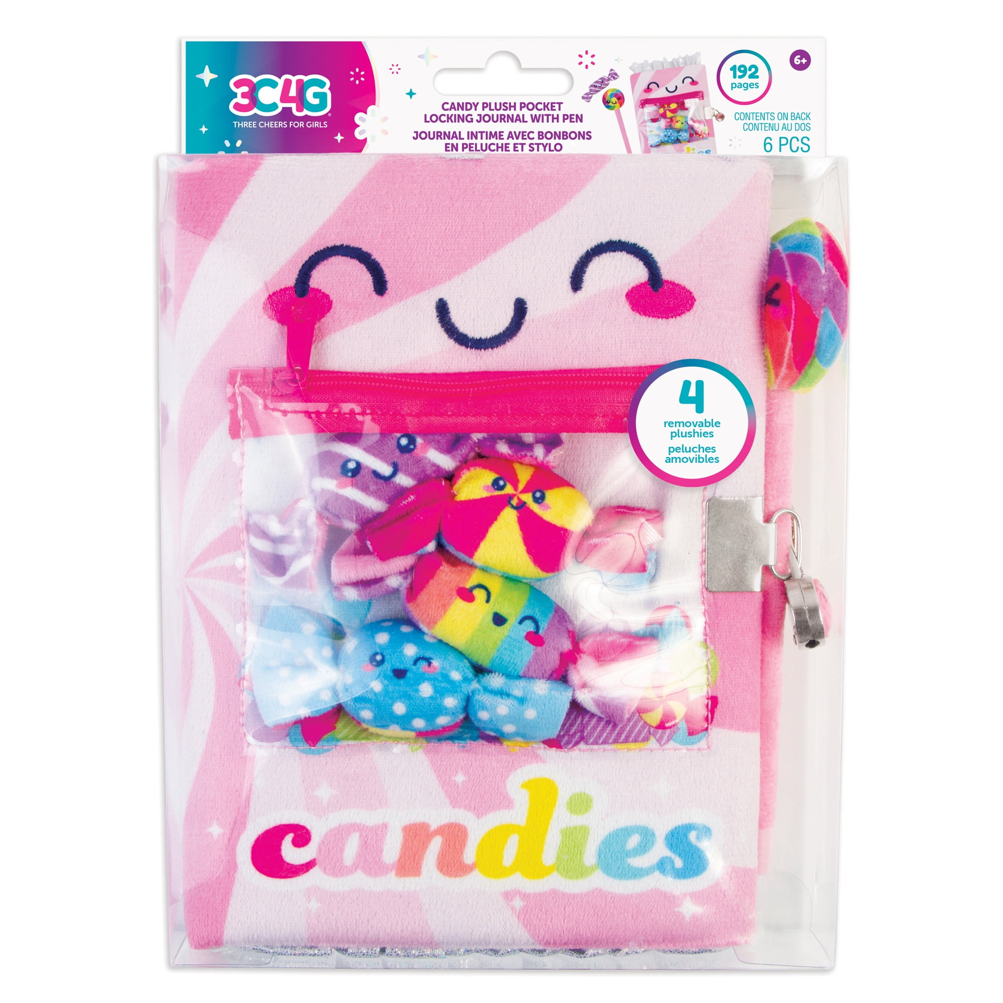 3C4G: Candy Plush Pocket Locking Journal W/ Pen - Walmart.com