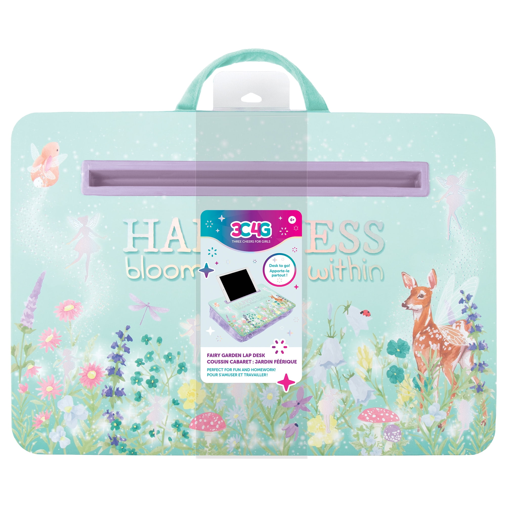 3C4G Fairy Garden Portable Lap Desk in Green & Purple, Tweens, Girls ...