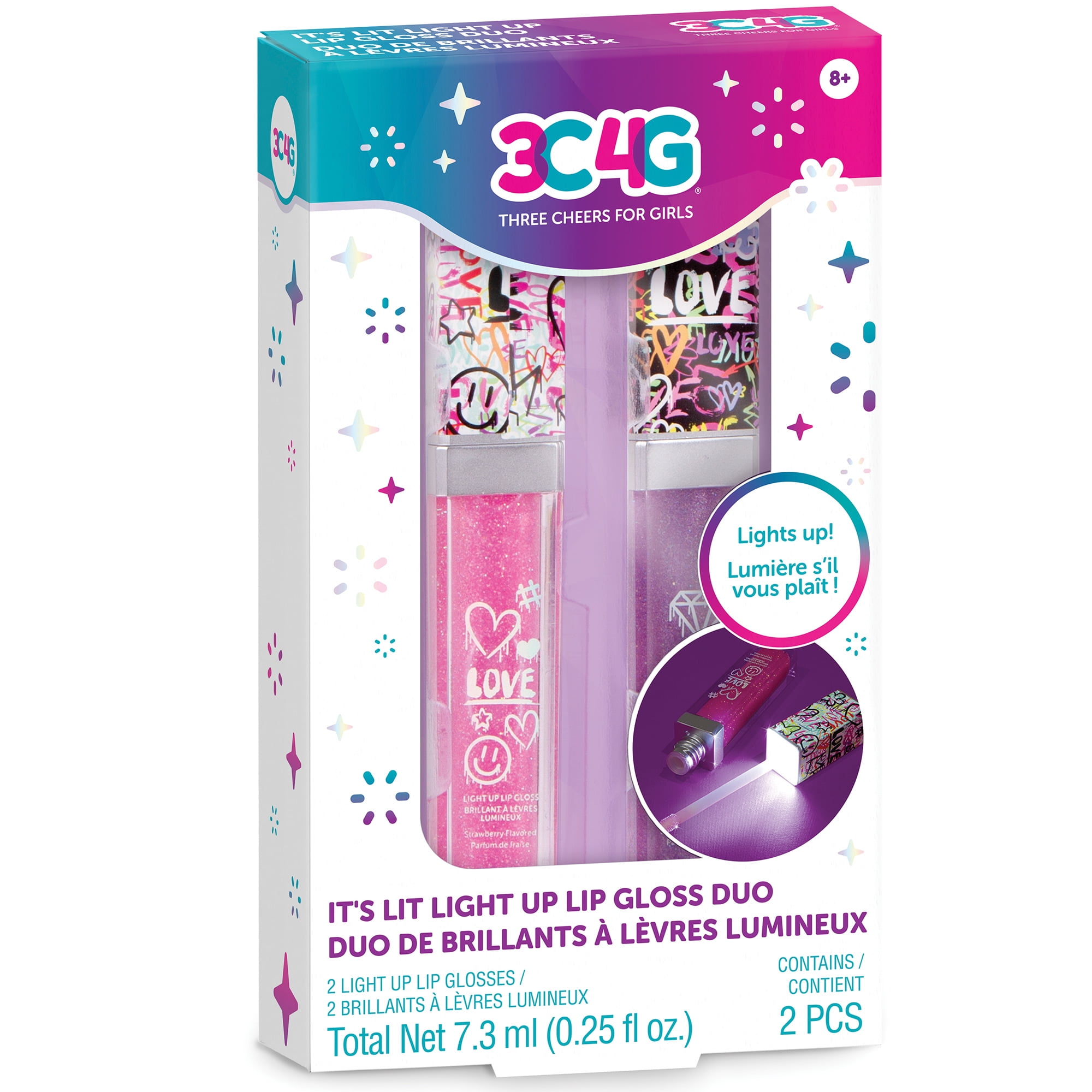 3C4G: Graffiti: It's Lit Light Up Lip Gloss Duo - Pink & Purple LED ...
