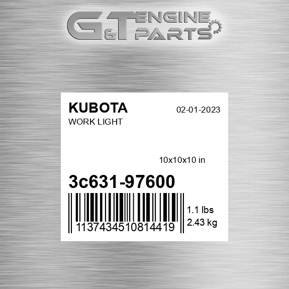3C631-97600 WORK LIGHT fits KUBOTA (New OEM) - Walmart.com