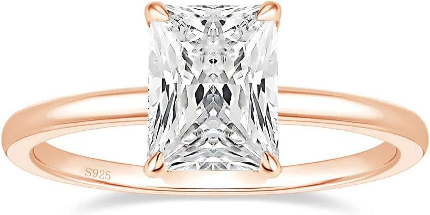 3CT 925 Sterling Silver Engagement Rings Radiant Cut Solitaire Cubic ...