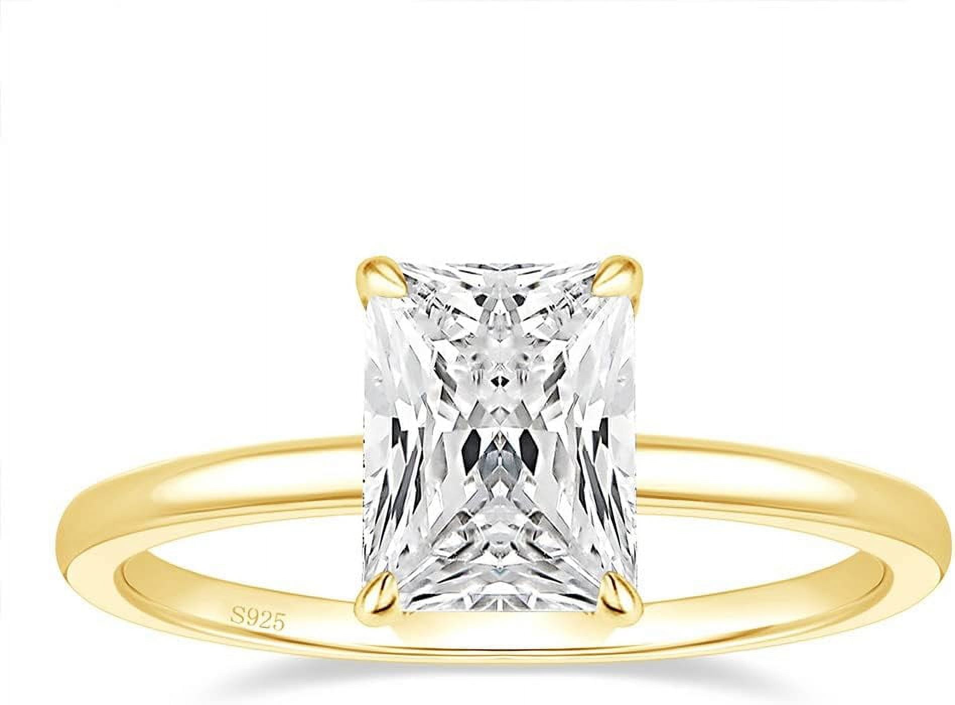 3CT 925 Sterling Silver Engagement Rings Radiant Cut Solitaire Cubic ...
