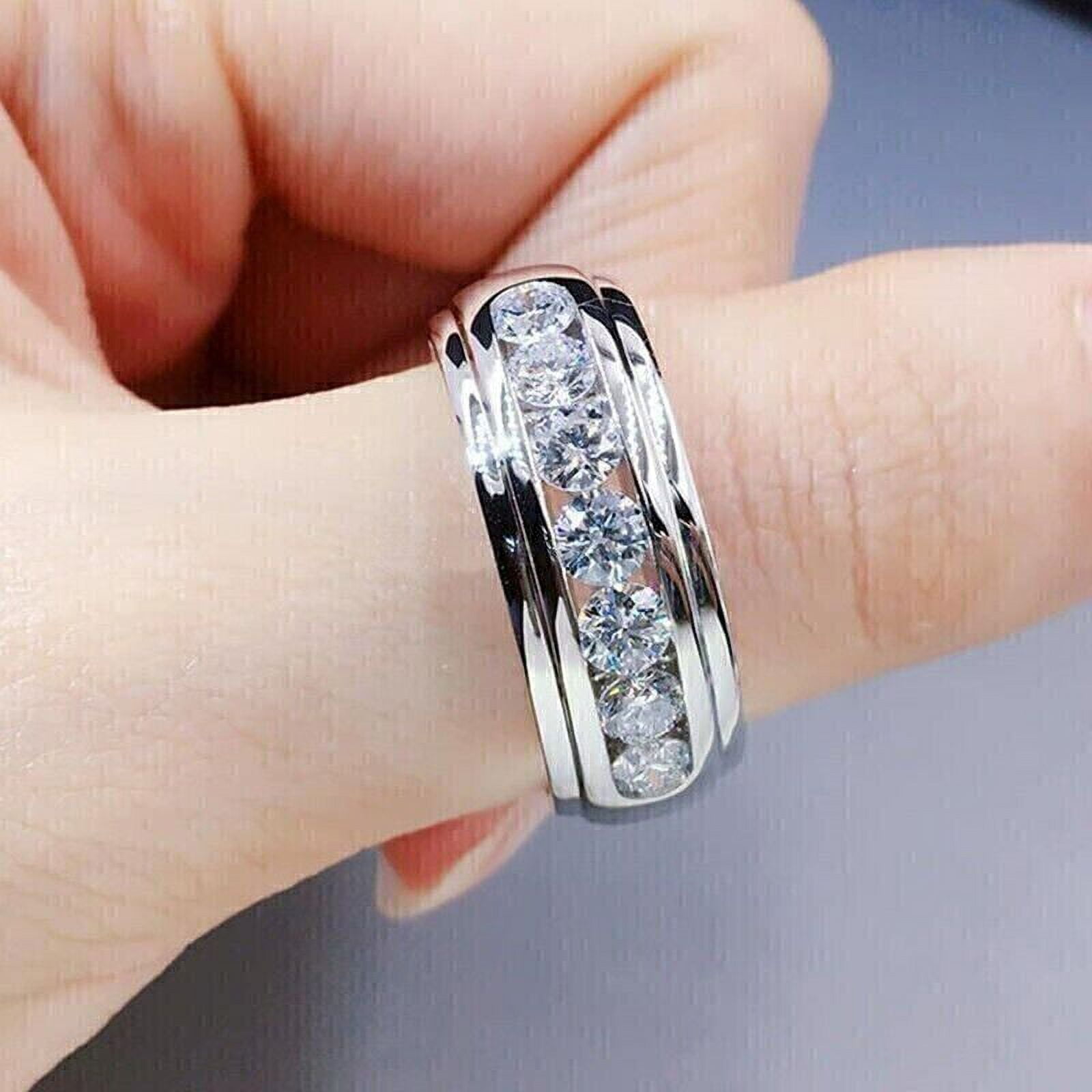3CT Moissanite (D/VVS1) Round Cut Eternity Ring 14K White Gold over Fine Jewelry for Men's Gifts ...