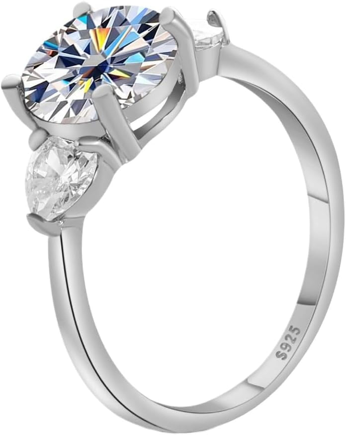 3CT Moissanite Diamond Ring for Women Diamond Engagement Rings 925 ...