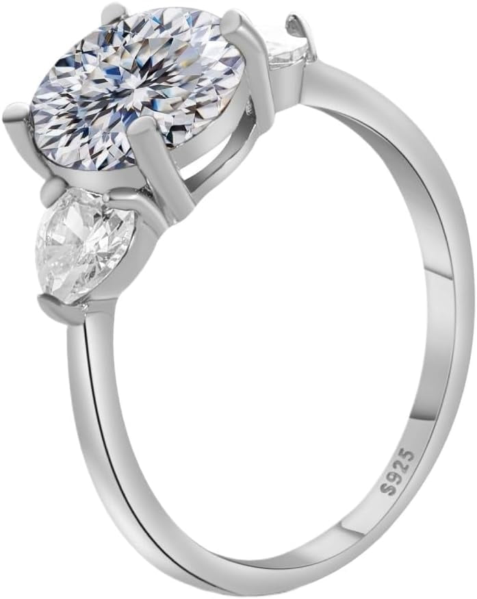 3CT Moissanite Diamond Ring for Women Diamond Engagement Rings 925 Sterling Silver Moissanite ...