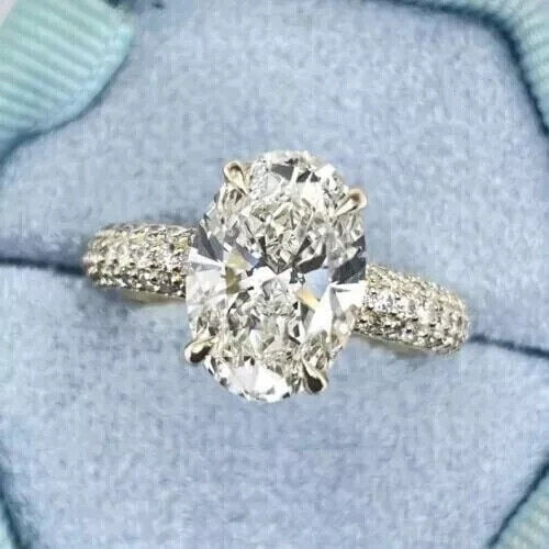 3CT Oval Cut Simulated Diamond Engagement Wedding Ring 14K White Gold ...