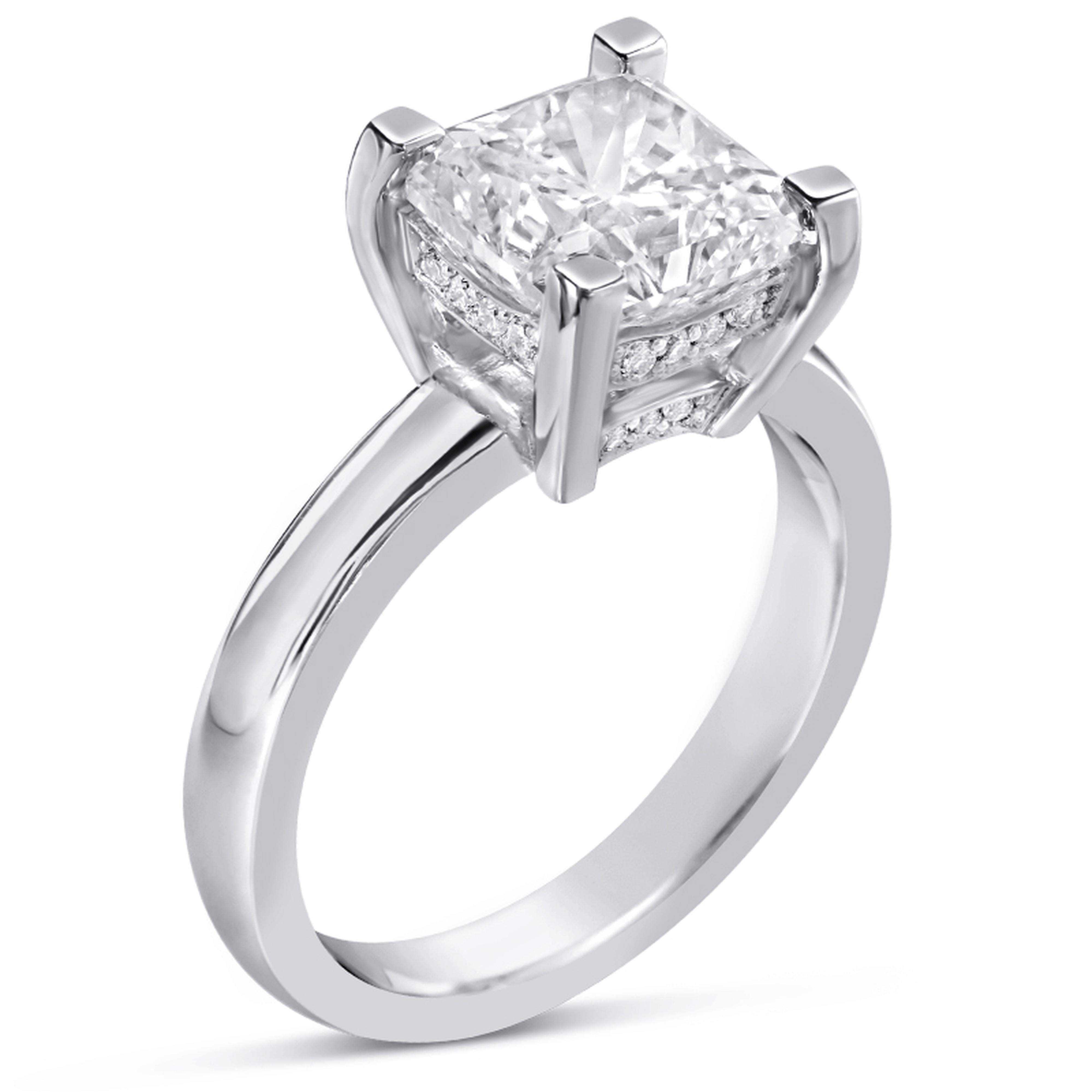 3CT Radiant Cut Solitaire Diamond Engagement Ring RAD111 - Walmart.com