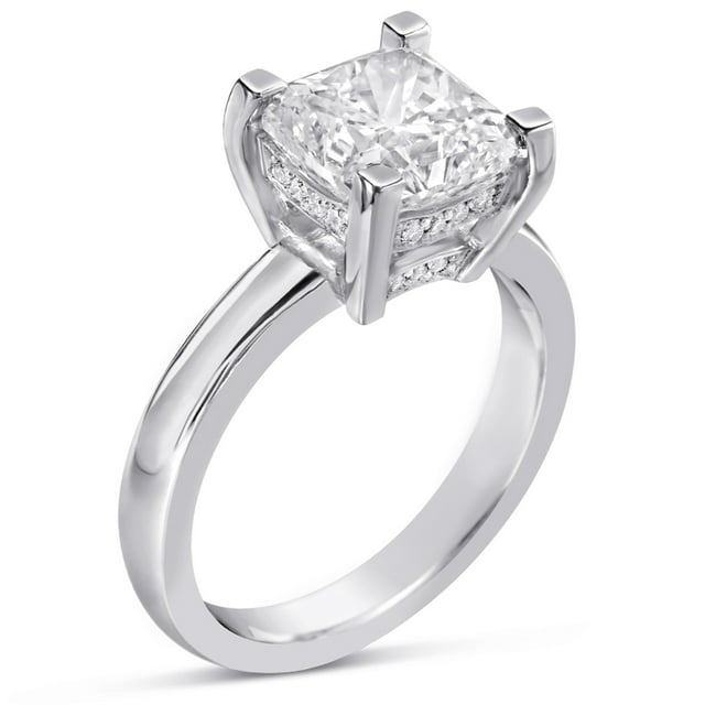 3CT Radiant Cut Solitaire Diamond Engagement Ring RAD111 - Walmart.com