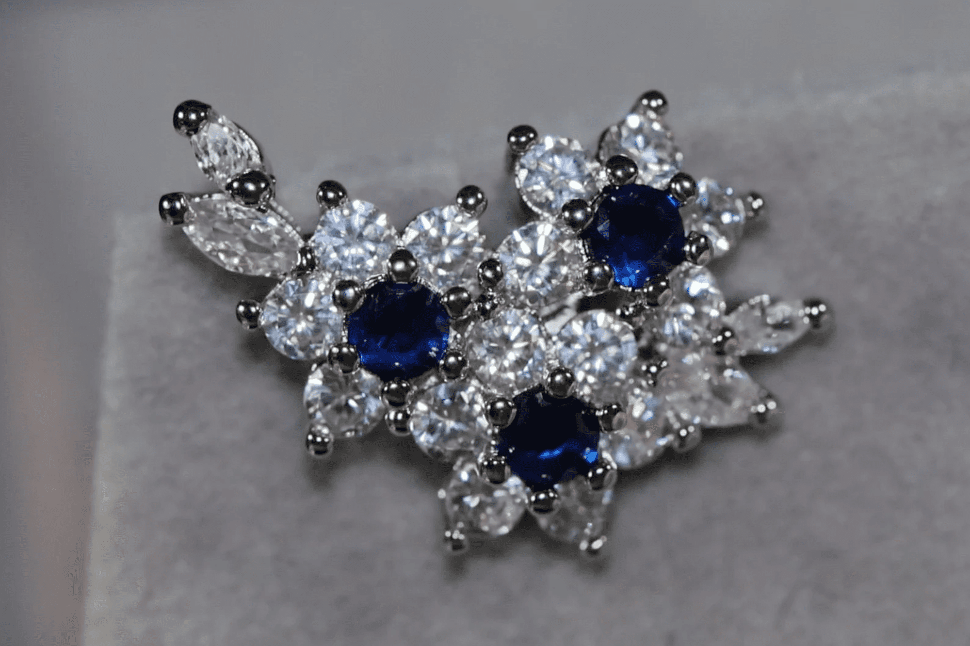 3CT Round Cut Blue Sapphire 925 Silver Flower Stud Earrings 14K White ...