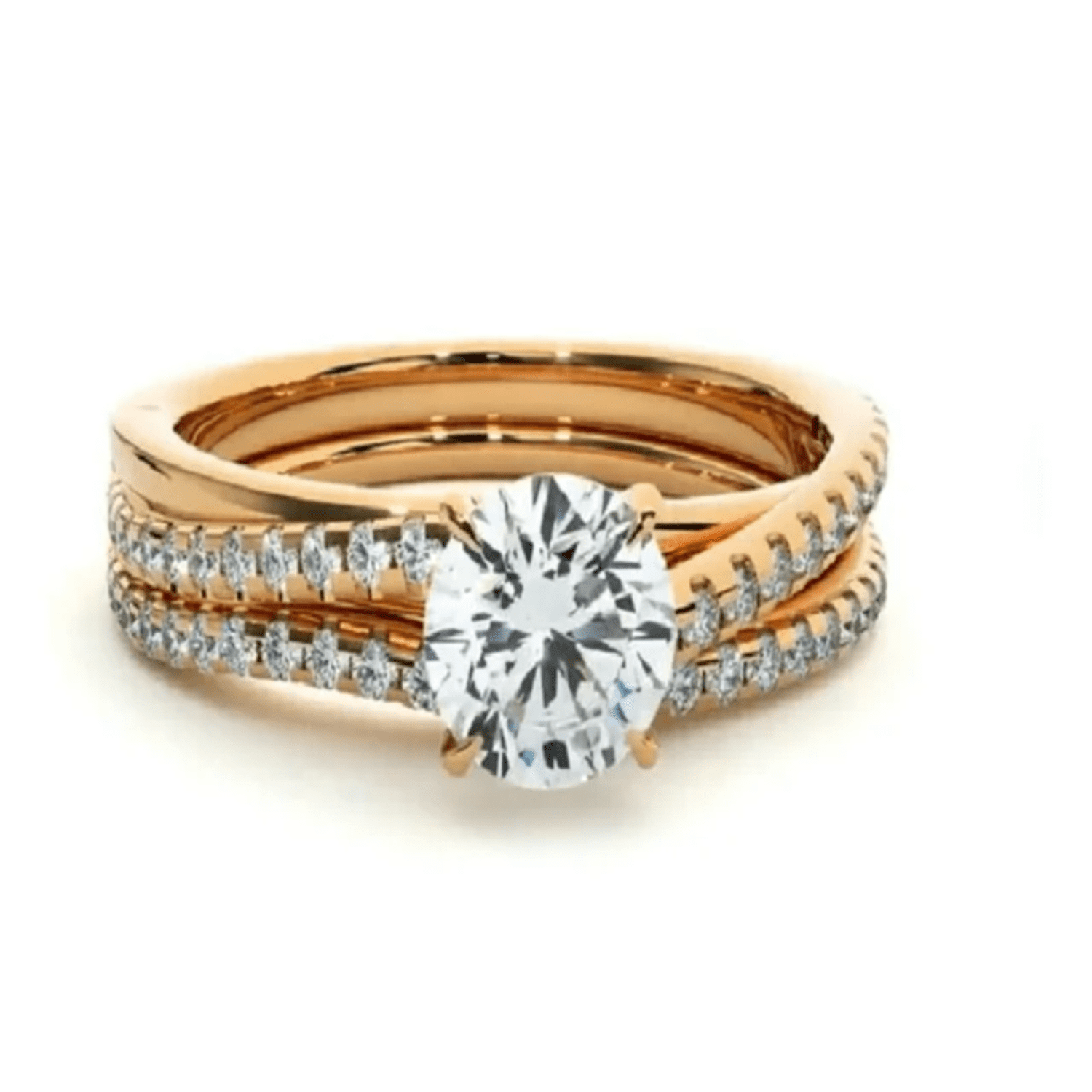 3CT Round Cut Lab Grown (VVS1,G-H) 14K Rose Gold 2 Row Halo Ring Fine ...