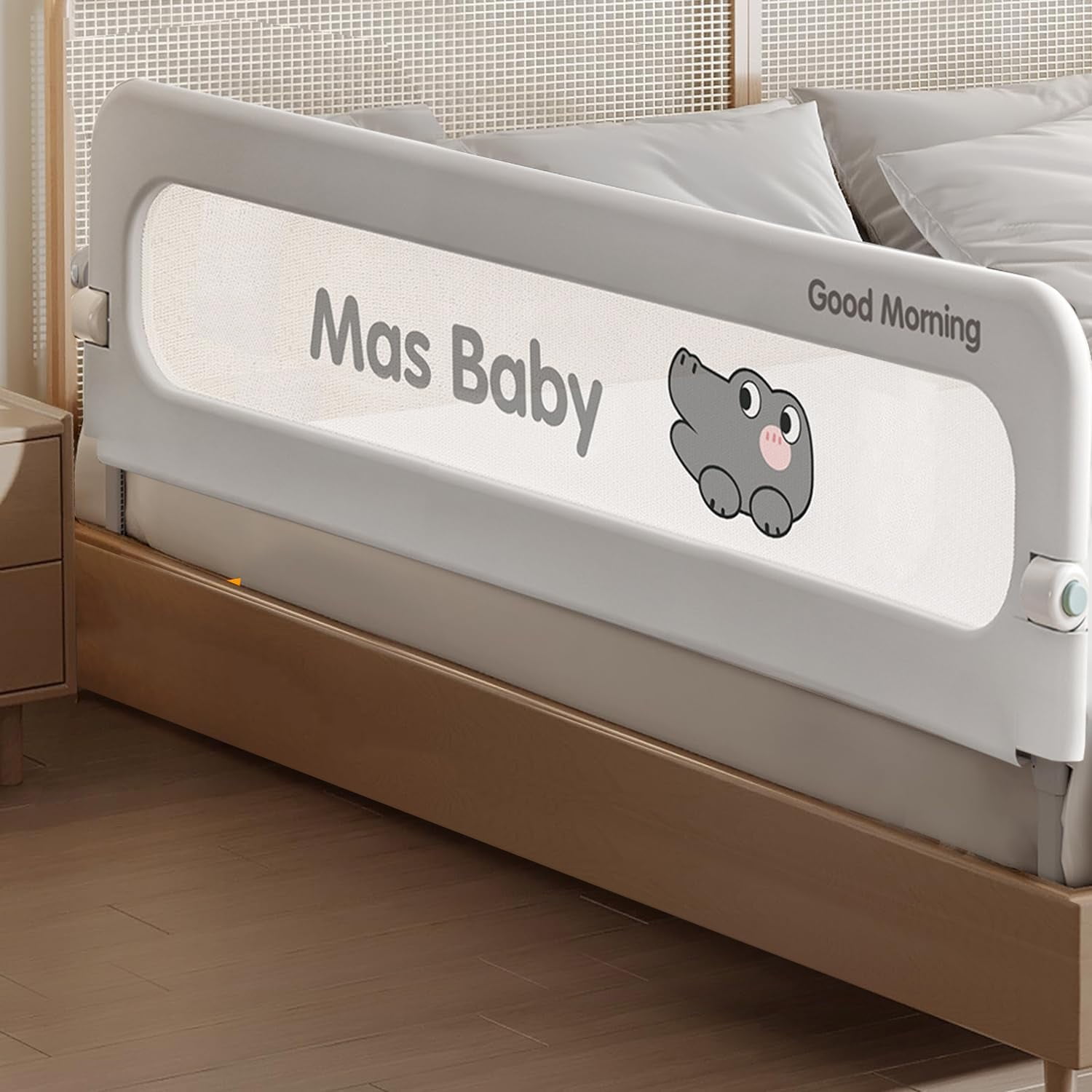 3Clock Baby Bed Guard Rail for Toddler 78cm Adjustable Heights Swing ...