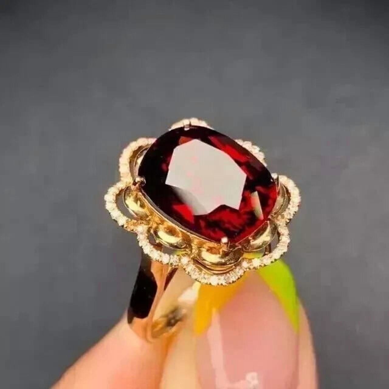 3Ct Cushion Cut Simulated Red Garnet Women's Halo Wedding Ring 14k ...