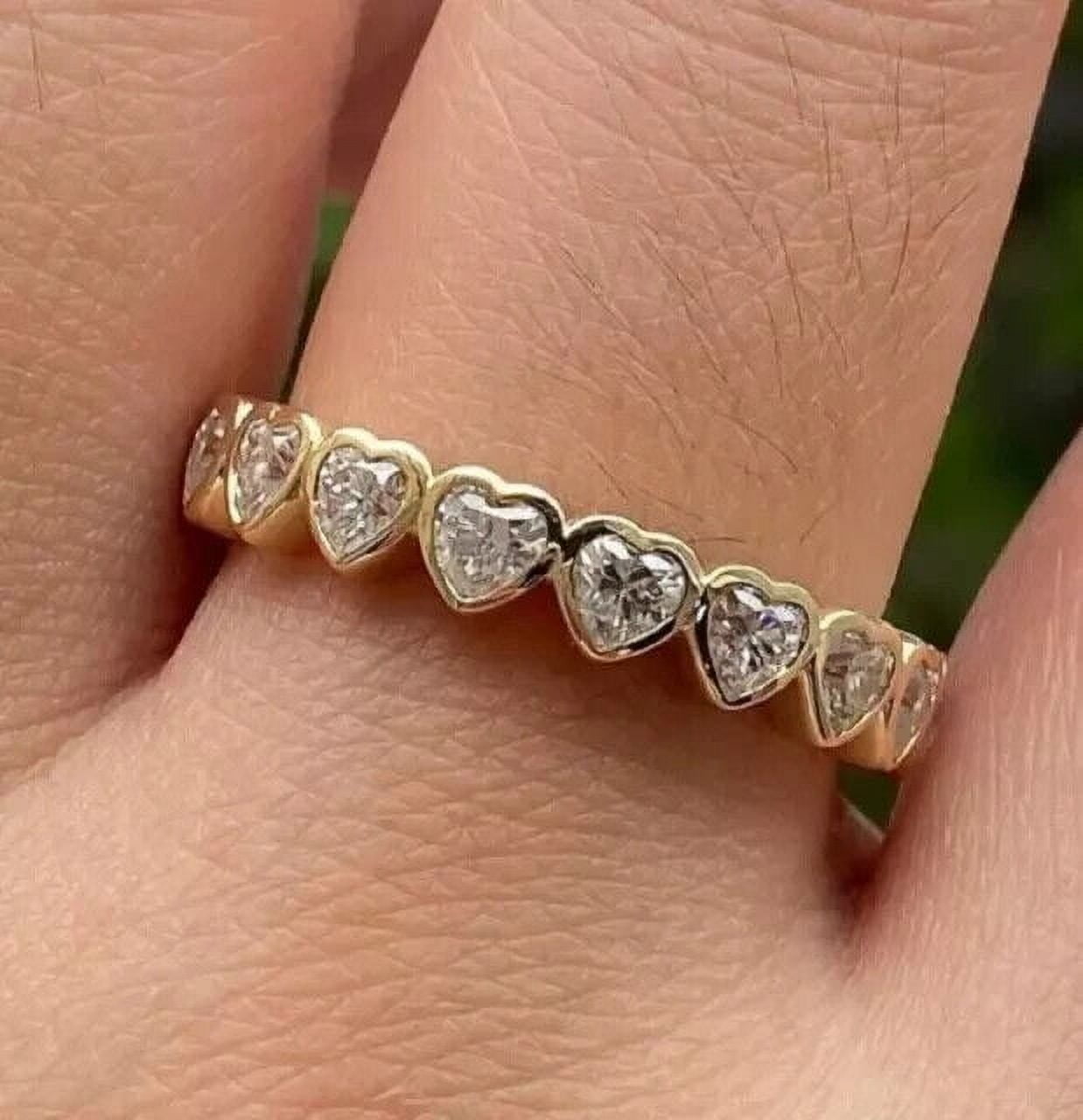 3Ct Heart Cut Simulated Diamond Heart Eternity Band Ring 14K Yellow ...