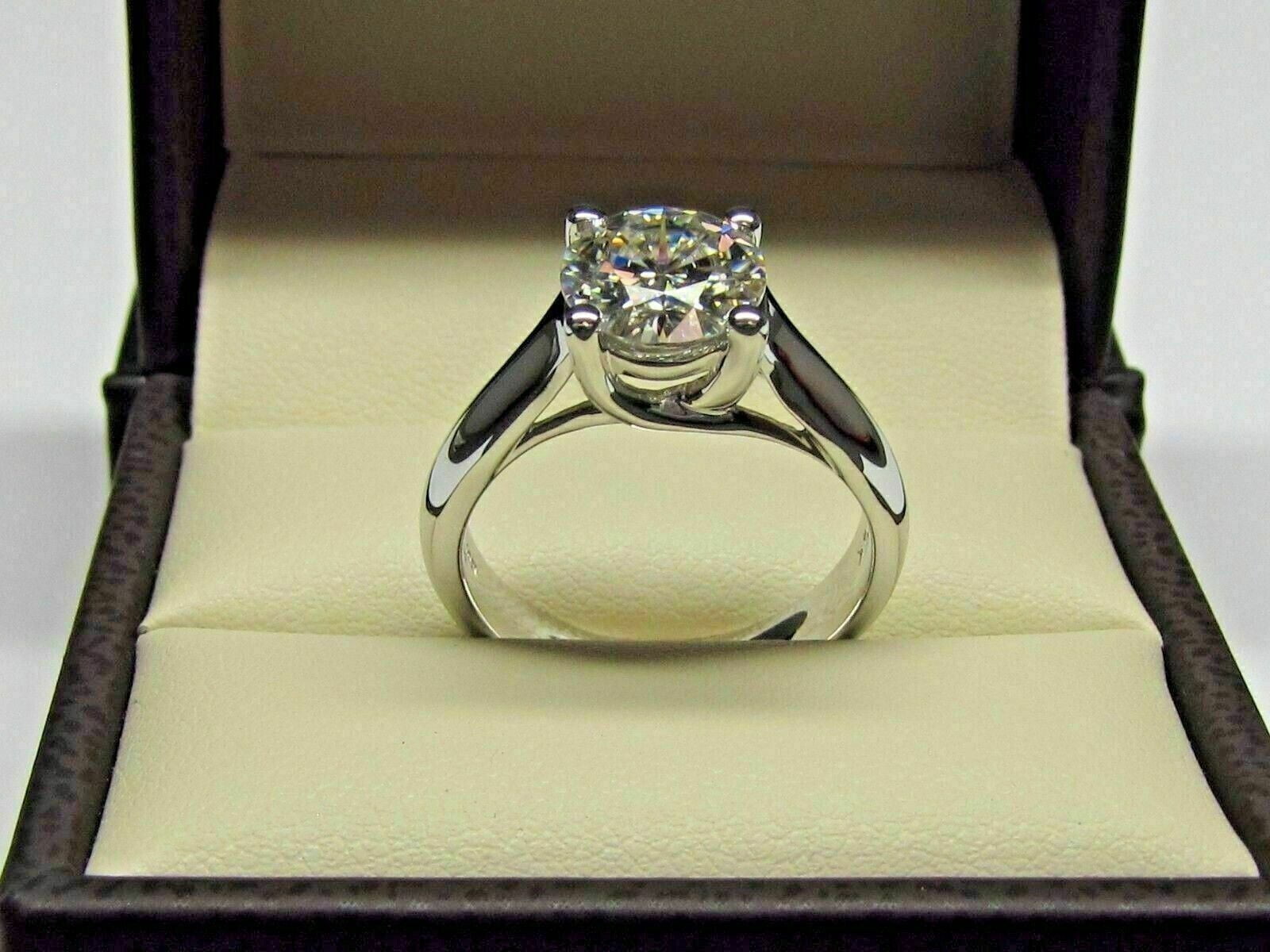 3Ct Lab Created Diamond Round Cut Solitaire Gift Ring 14K White Gold ...