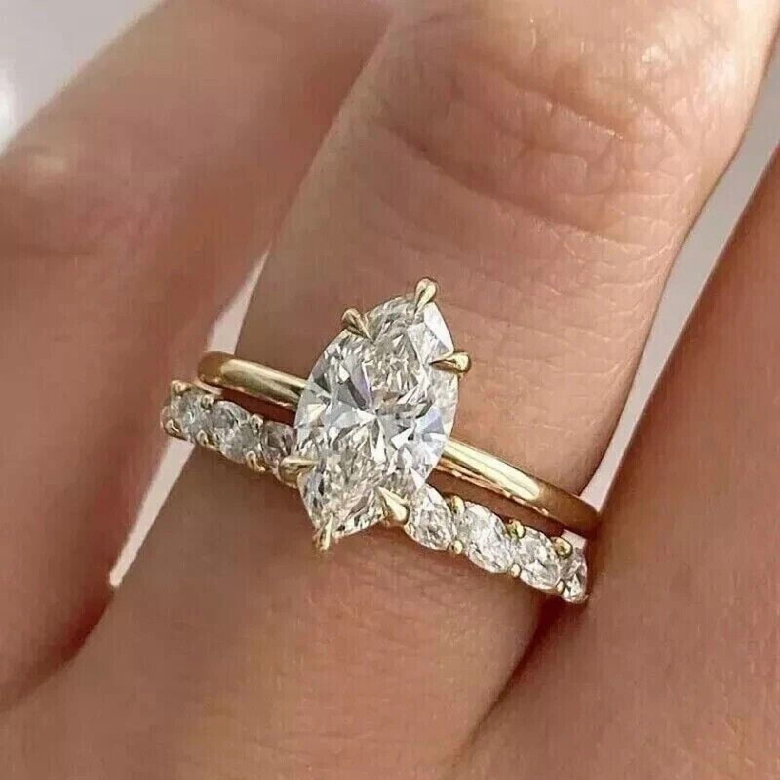 3Ct Marquise Simulated Diamond Wedding Bridal Ring Set In 14K Yellow ...