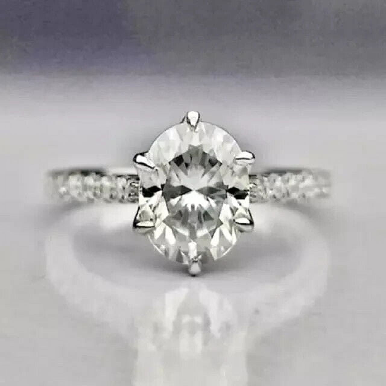 3Ct Oval Cut Lab Created Diamond Women's Halo Pave Engagement Ring 14K ...