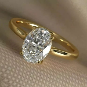 3Ct Radiant Cut Lab Created Diamond Solitaire Engagement Ring 14K ...