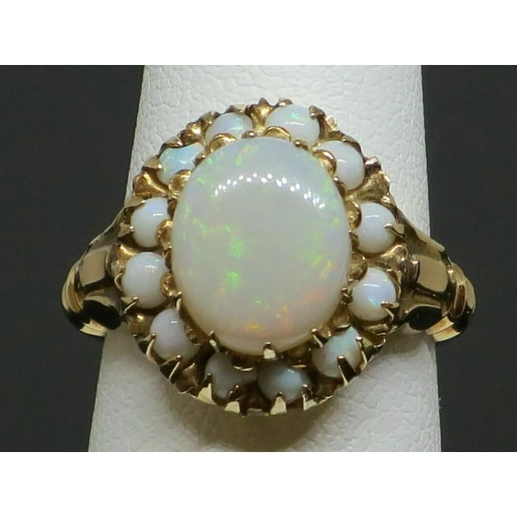 3Ct Oval Cut Lab Created Fire Opal Women Engagement Ring 14K Yellow ...