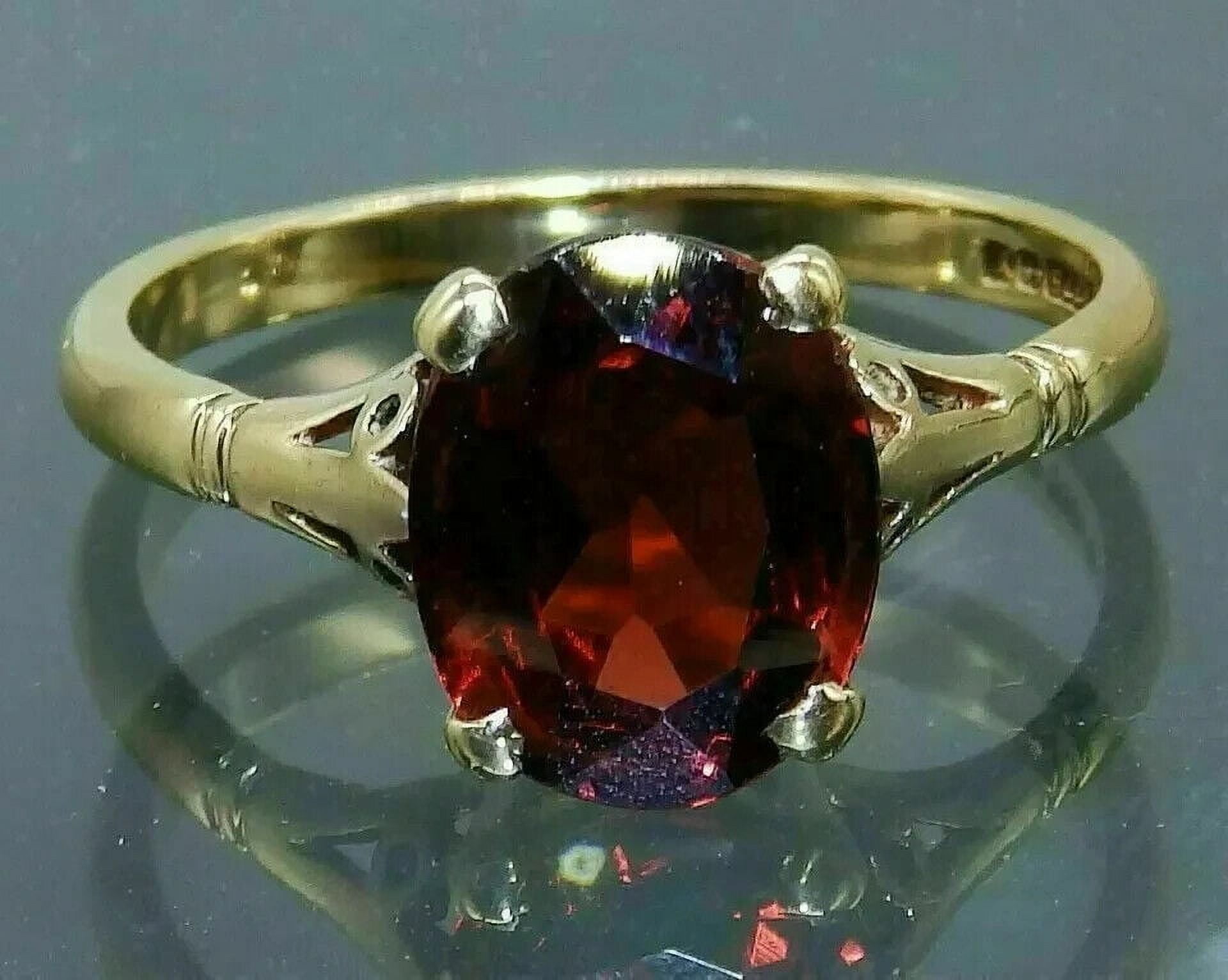 3Ct Oval Cut Red Garnet Lab Created Solitaire Engagement Ring 14K ...