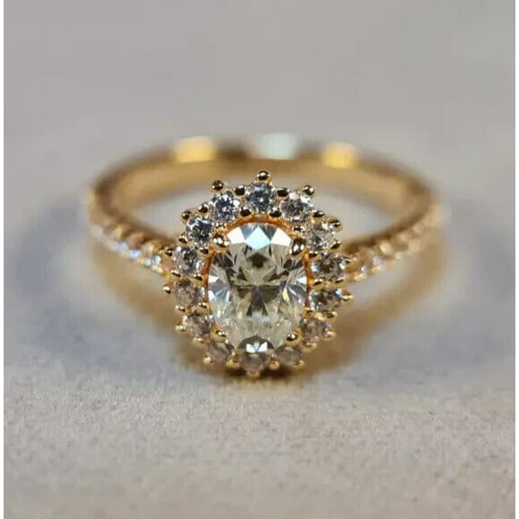 3Ct Oval Cut Simulated Diamond Women's Engagement Gift Ring 14k Yellow ...