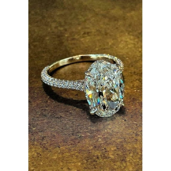 3Ct Oval Cut Simulated Diamond Women's Engagement Gift Ring 14k Yellow ...