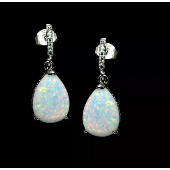 3Ct Pear Cut Simulated Fire Opal Women's Tear Drop/Dangle Earrings 14K ...